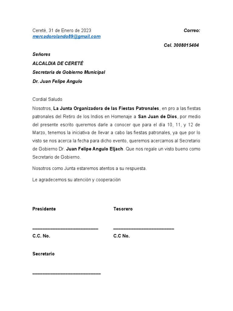 Permiso Fiestas | PDF