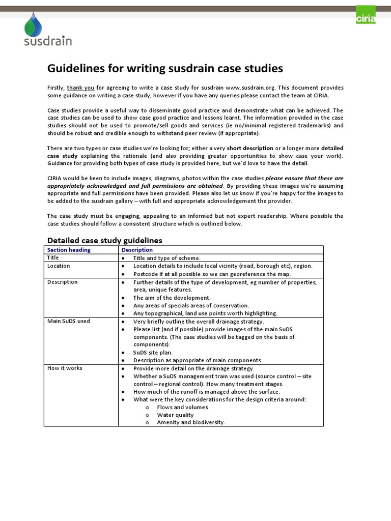 Guidelines for susdrain Case Studies | PDF