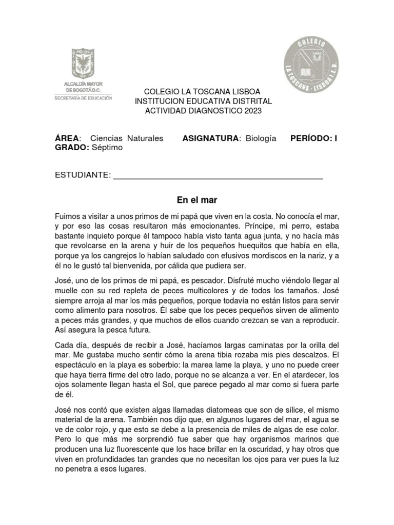 Prueba Diagnóstica Séptimo | PDF | Naturaleza Prueba Diagnóstica Séptimo | PDF | Naturaleza