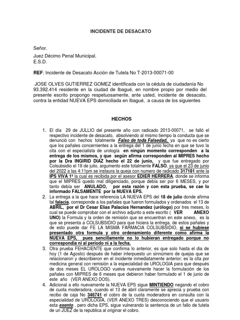 Incidente de Desacato Agosto 2022 | PDF | Gobierno