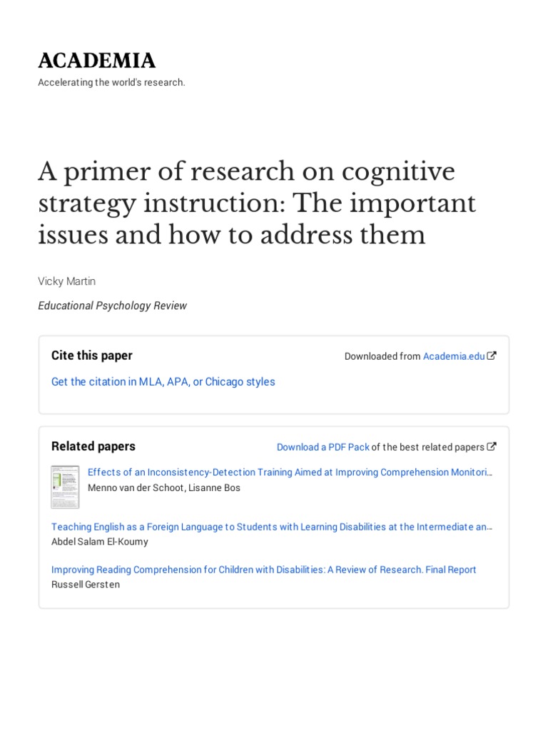 Cognitive Strategy 1 | PDF | Teachers | Experiment