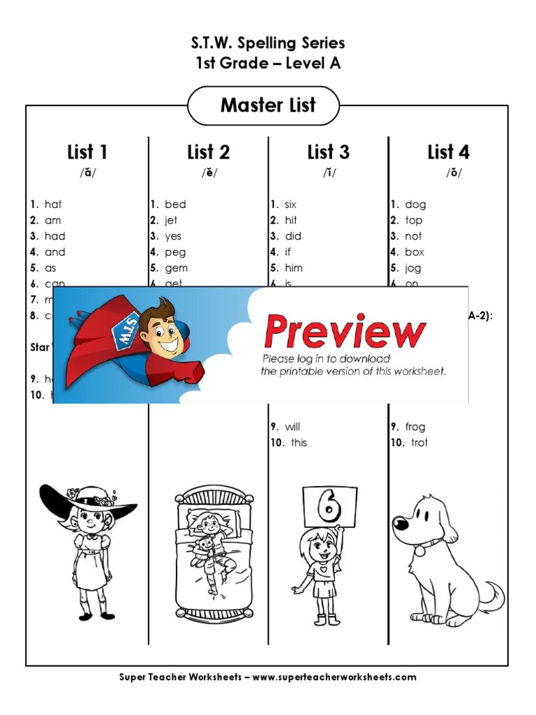Spelling Level A Master Lists | PDF