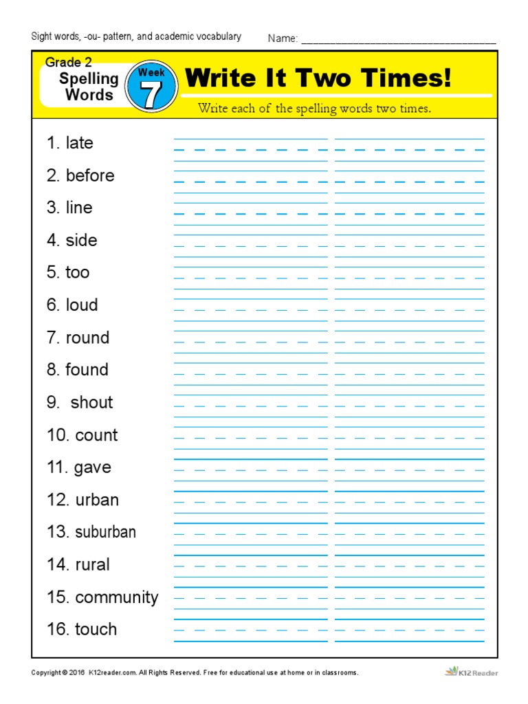 2nd Grade Spelling Words Week 7 | PDF | Linguistics | Lexicology