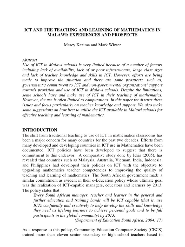Ict and The Teaching and Learning of Mathematics | PDF | Educational ...