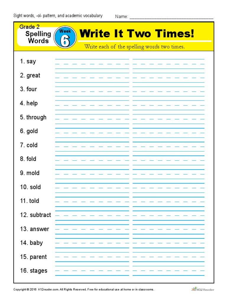 2nd Grade Spelling Words Week 6 | PDF | Human Communication | Learning