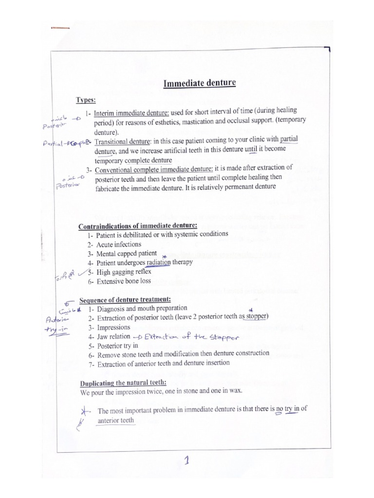 Immediate Denture | PDF