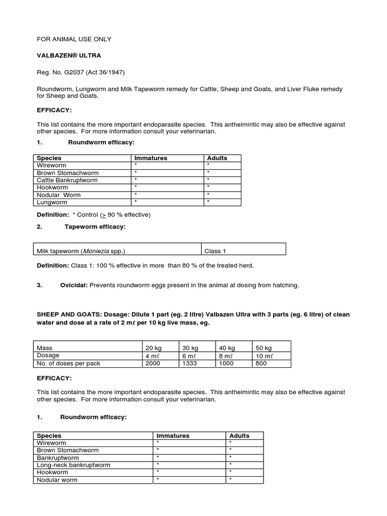 Valbazen | PDF | Sheep | Goat