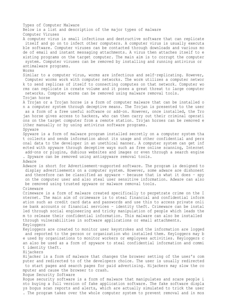Types of Malware | PDF | Malware | Spyware