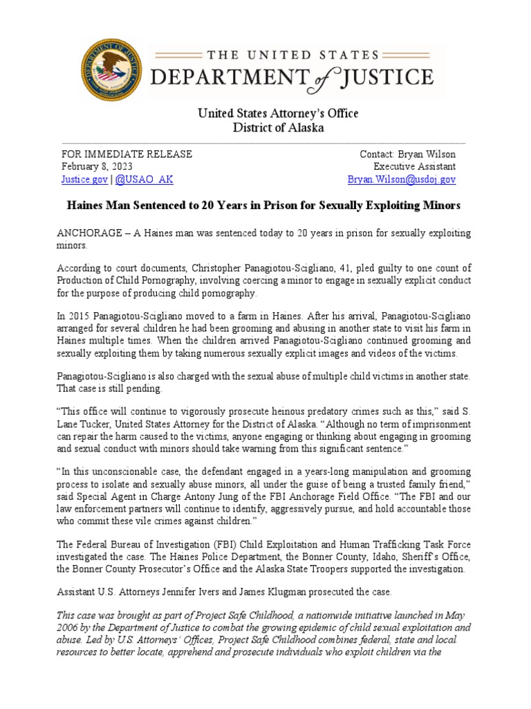 Haines Man Sentenced To 20 Years in Prison For Sexually Exploiting ...