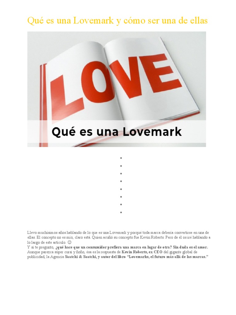 Qué Es Una Lovemark y Cómo Ser Una de Ellas | PDF | Marca | Marketing