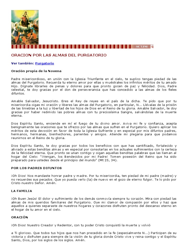 Oracion Por Las Almas Del Purgatorio | PDF | Purgatorio | Oración