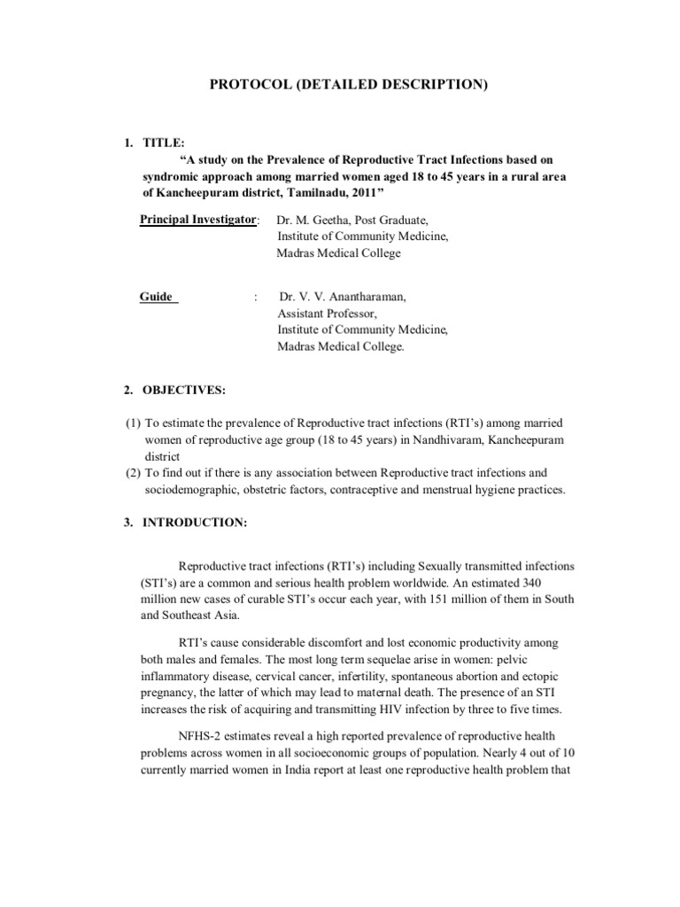 Protocol Final | PDF | Sexually Transmitted Infection | Reproductive Health
