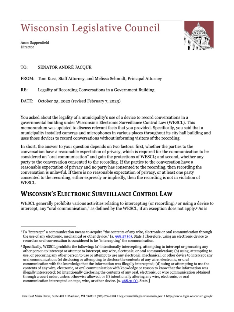 Wisconsin Legislative Council Memo | PDF