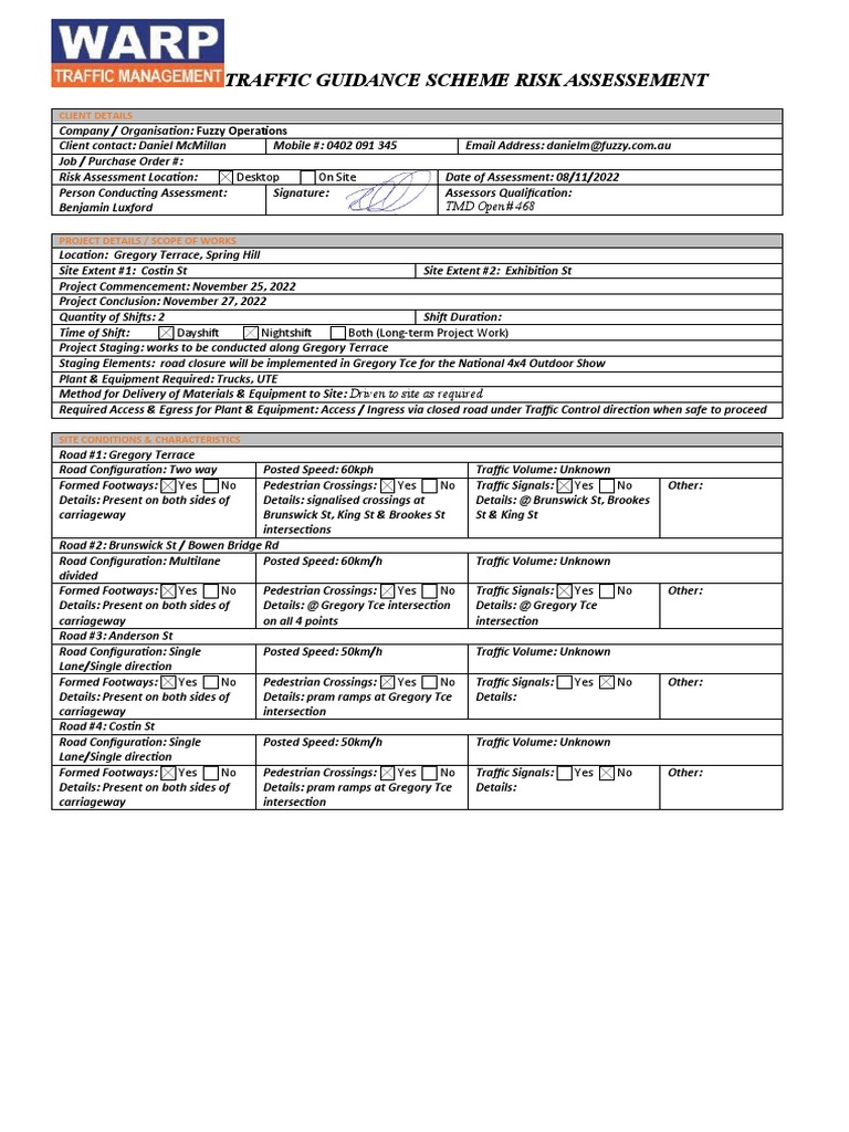 Rev01 - Risk Assessment | PDF | Traffic | Road