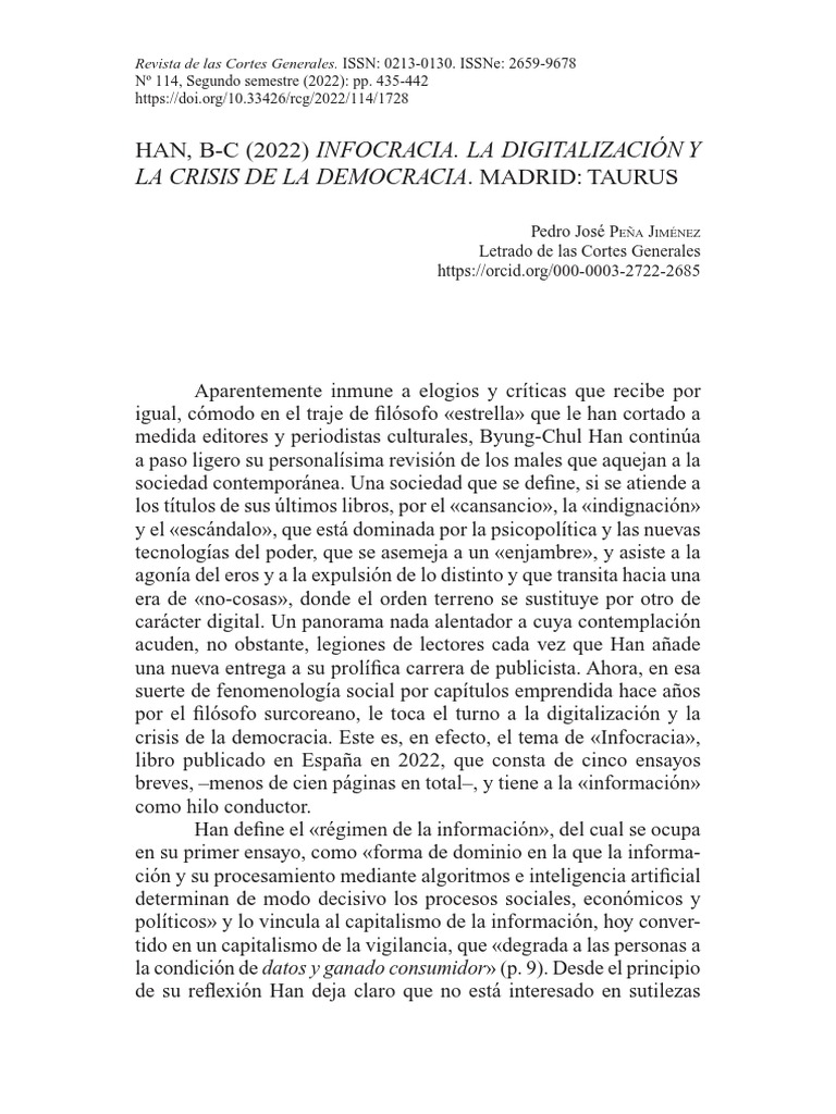 Infocracia - Resumen - Yung-Chul Han | PDF | Historia