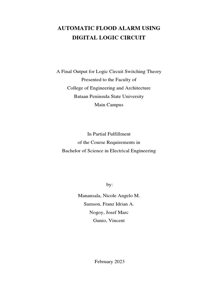 Digital Flood Alarm System Design | PDF | Logic Gate | Electronic Circuits