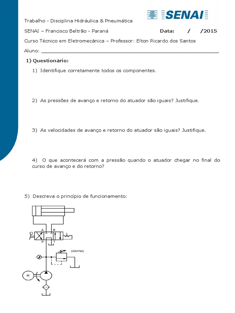 5º Lista de Exercicio Diagramas Hidráulicos | PDF | Computadores