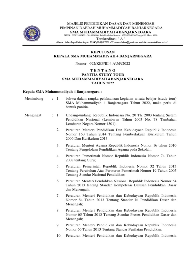 SK Panitia Study Tour 2022 | PDF