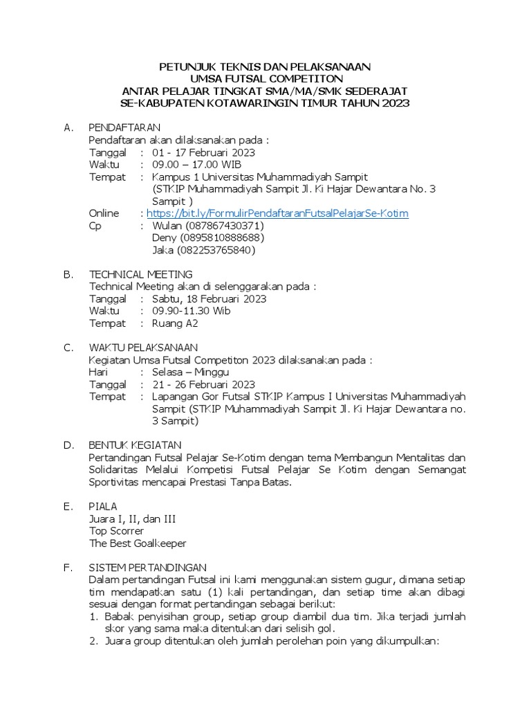 Juknis Lomba Futsal | PDF