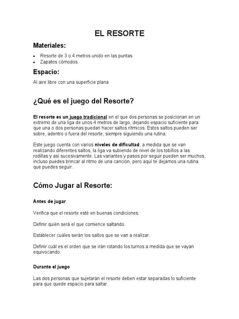 Juego tradicional del resorte: pasos y reglas para disfrutar de este ...