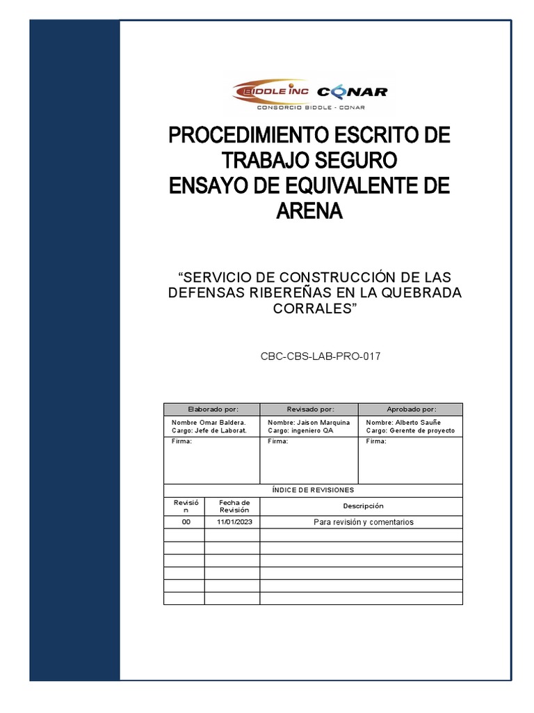 CBC-CBS-LAB-PRO-017 Procedimiento de Equivalente de Arena | PDF CBC-CBS-LAB-PRO-017 Procedimiento de Equivalente de Arena | PDF