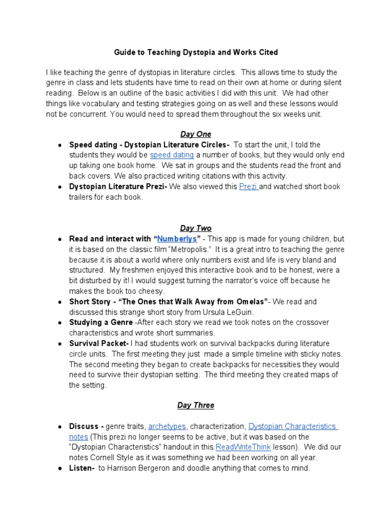 Teaching Dystopia Comprehensive Guide | PDF | Dystopia