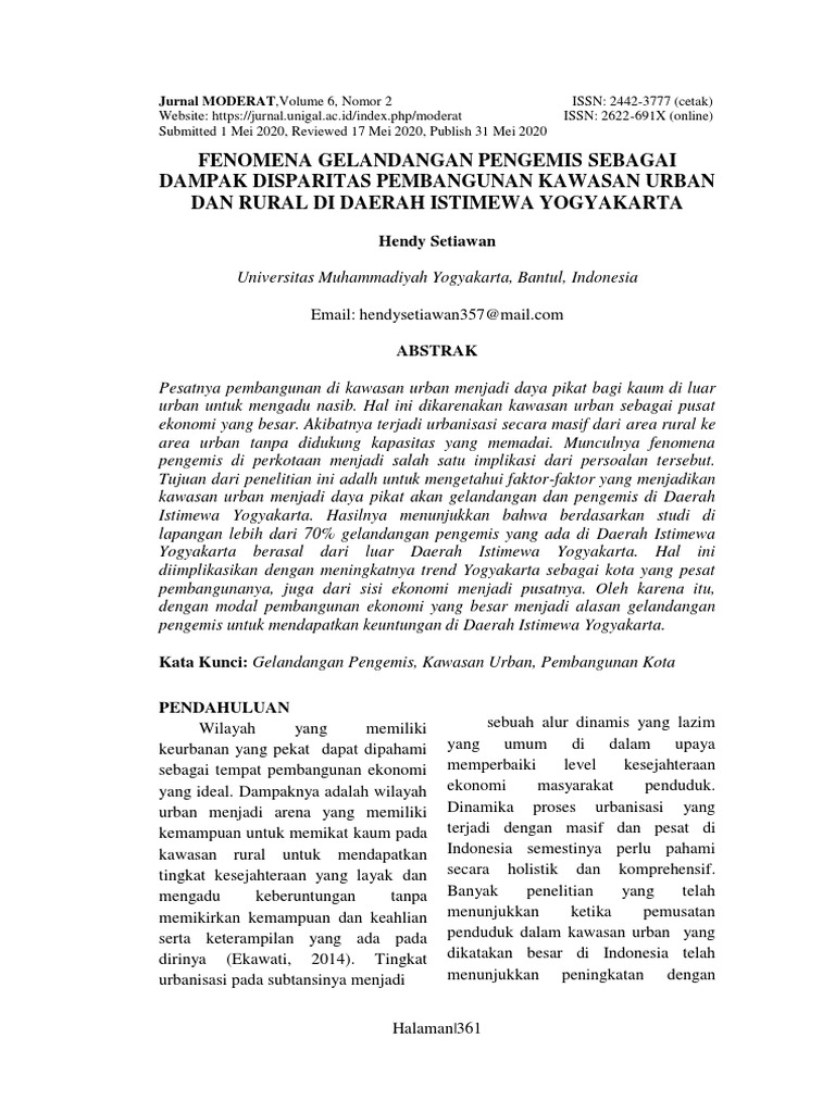 Fenomena Gelandangan Pengemis Sebagai Dampak Disparitas Pembangunan