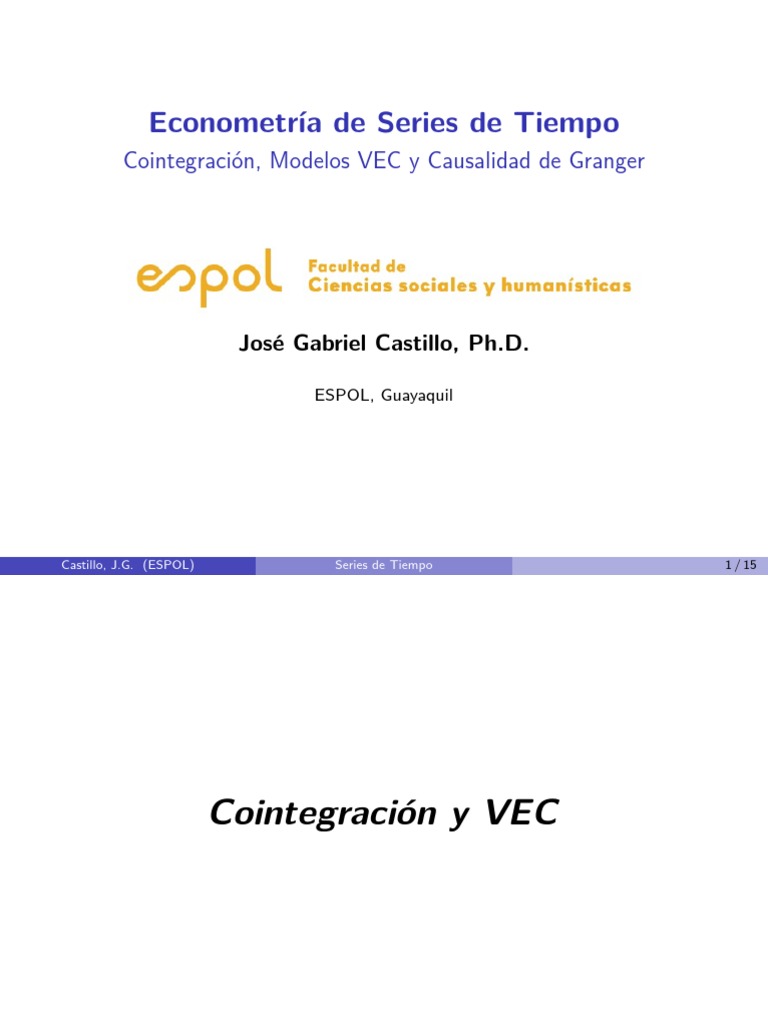 Diapo 9. Cointegracion, VEC y Granger | PDF | Análisis estadístico | Enseñanza de matemática