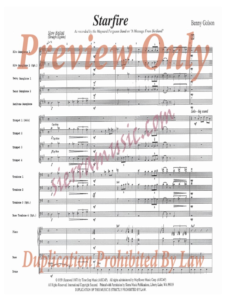 Benny Golson Starfire SCORE | PDF