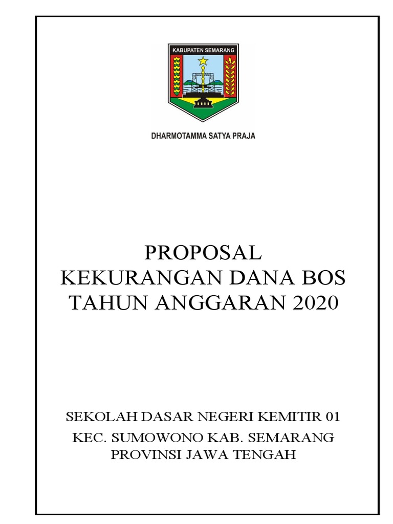 Proposal Kekurangan Dana Bos Tahun Anggaran 2020 | PDF