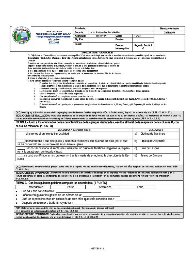 3P 2Q Exam Historia | PDF | imperio Romano | imperio Bizantino