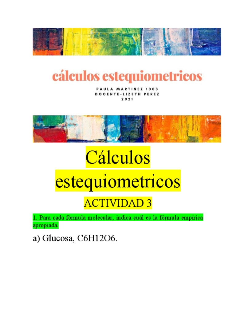 Cálculos Estequiometricos | PDF