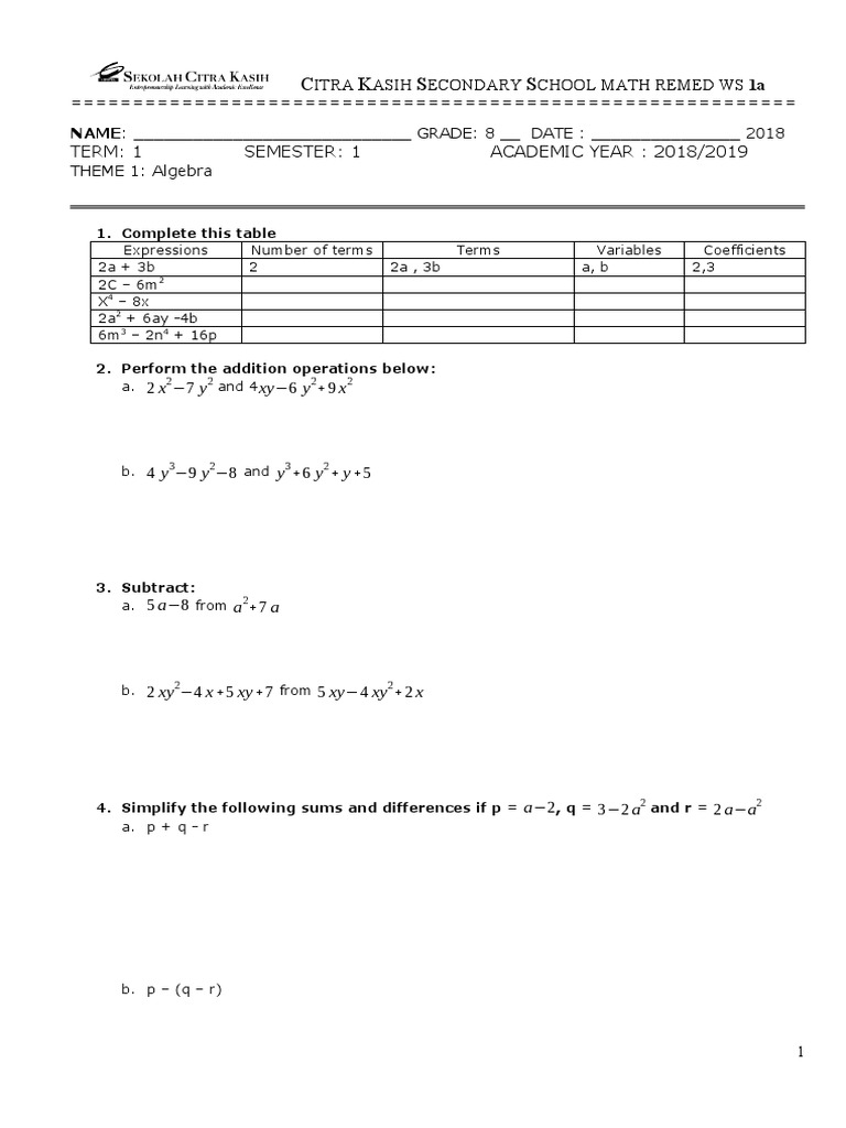 Remedws Aljabar | PDF | Mathematics | Algebra
