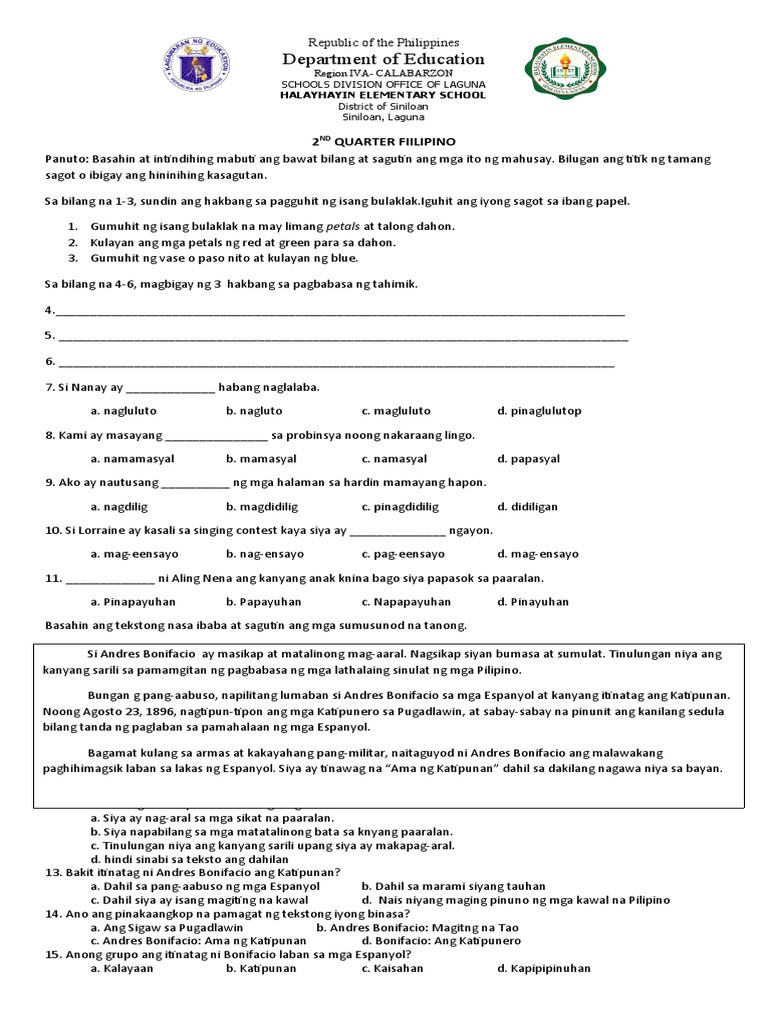 PT - Filipino 5 - Q2 | PDF