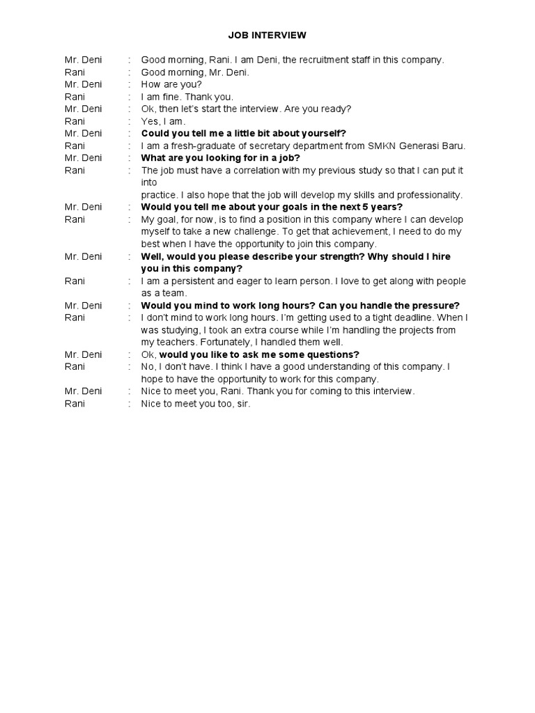 Job Interview For PKK | PDF | Job Interview | Cognition