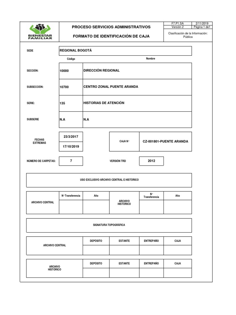 Rotulo Inventario Caja 1801 | PDF