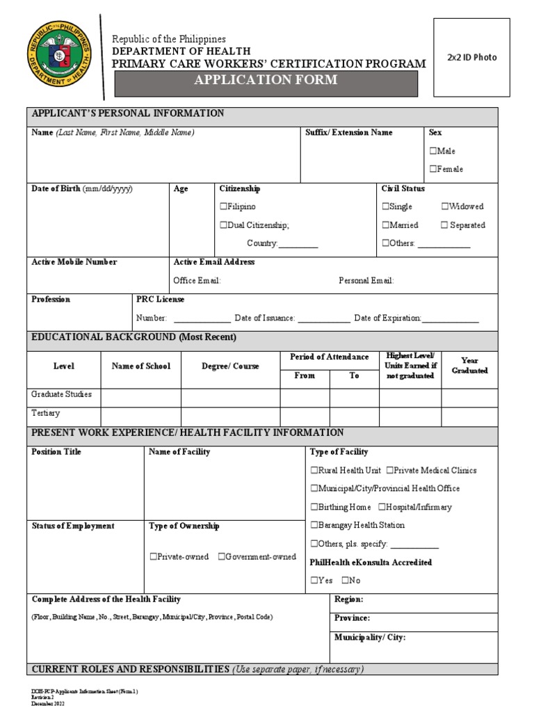 PCW Applicant's Information Sheet | PDF | Health Care | Public Services PCW Applicant's Information Sheet | PDF | Health Care | Public Services