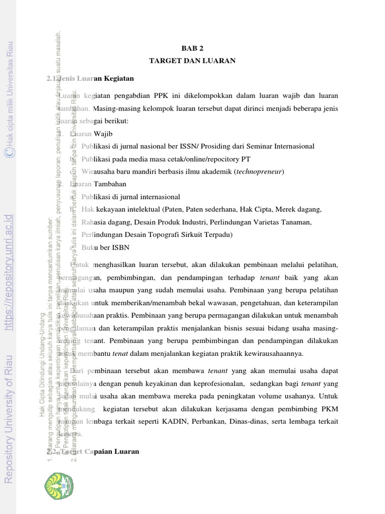 2 BAB II TARGET DAN LUARAN XX | PDF