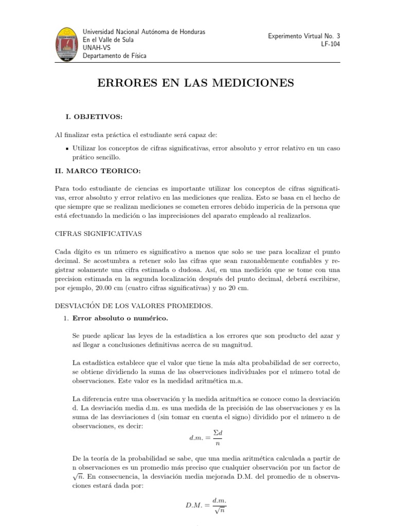 Errores en Las Mediciones (1) Z | PDF | Medición | Metrología