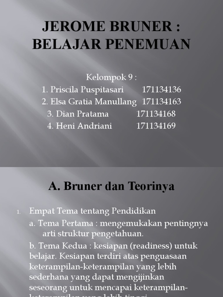 Jerome Bruner Kelompok 9.Ppt | PDF