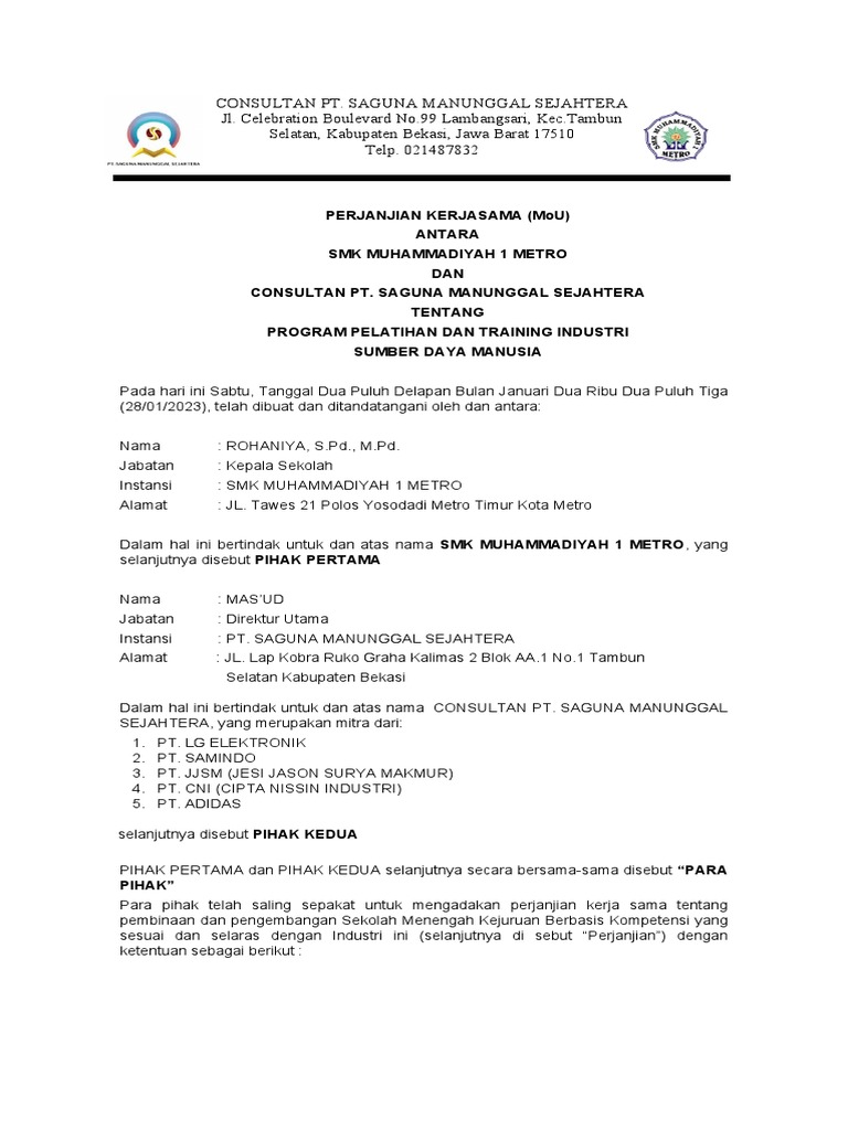 MOU 28 Januari 2023 | PDF