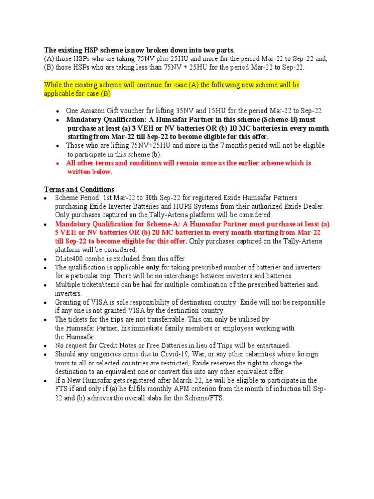 The Existing HSP Scheme Is Now Broken Down Into Two Parts | PDF