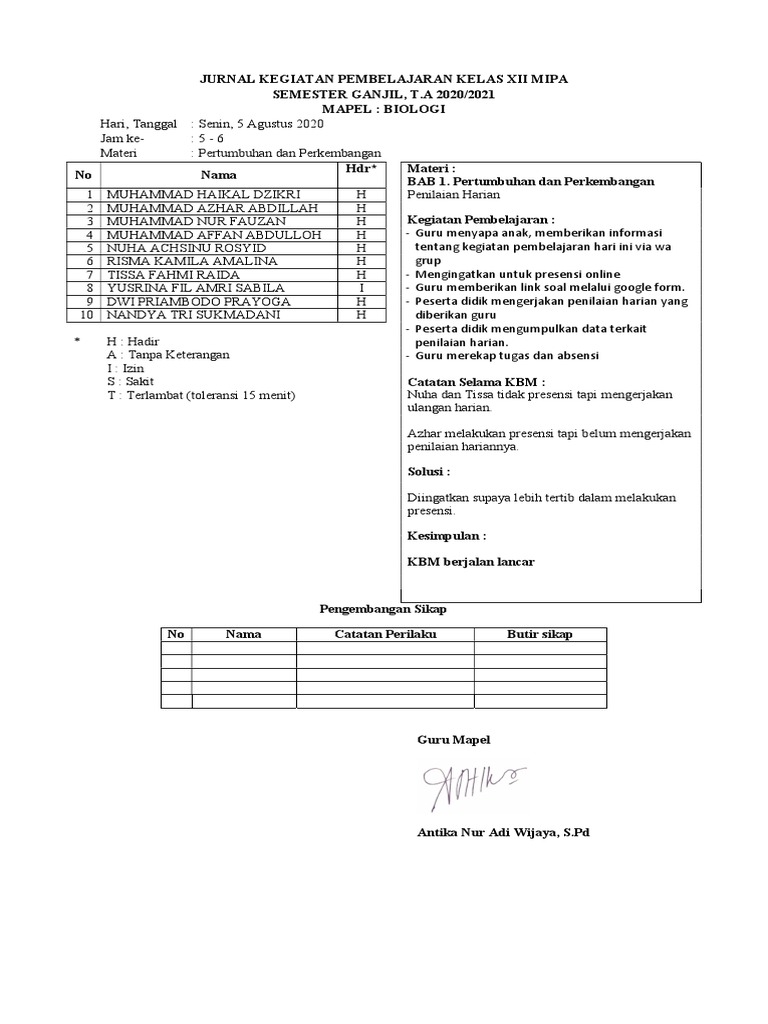 Jurnal Bio 5 Agts | PDF