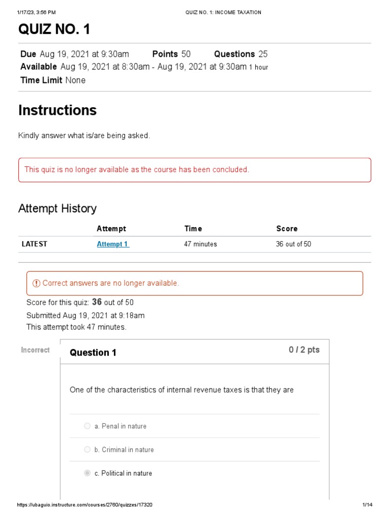 Taxation Quiz Provides Practice on Key Concepts | PDF | Taxes | Income Tax