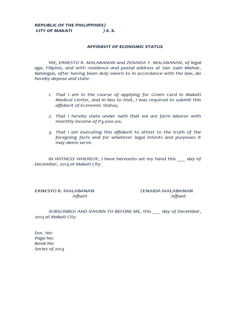 Affidavit of Economic Status | PDF