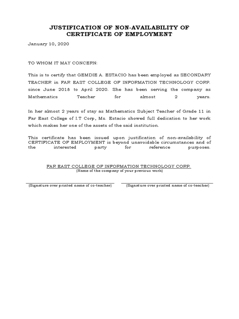 Justification Letter | PDF