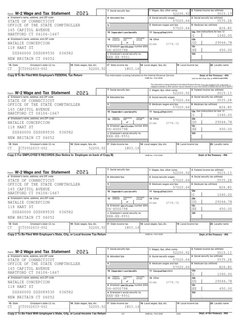 Analyzing an Employee's 2021 W-2 Tax Form | PDF | Irs Tax Forms ...