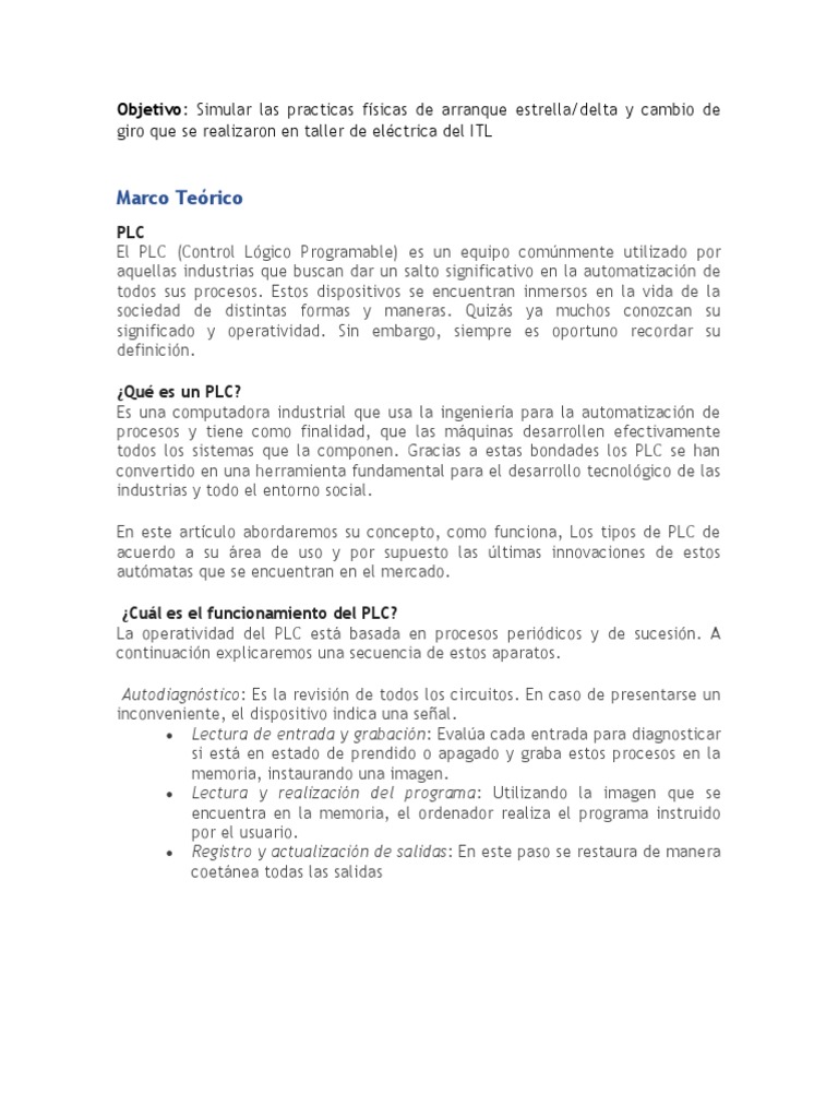 Practica Simulador PLC | PDF | Controlador lógico programable ...