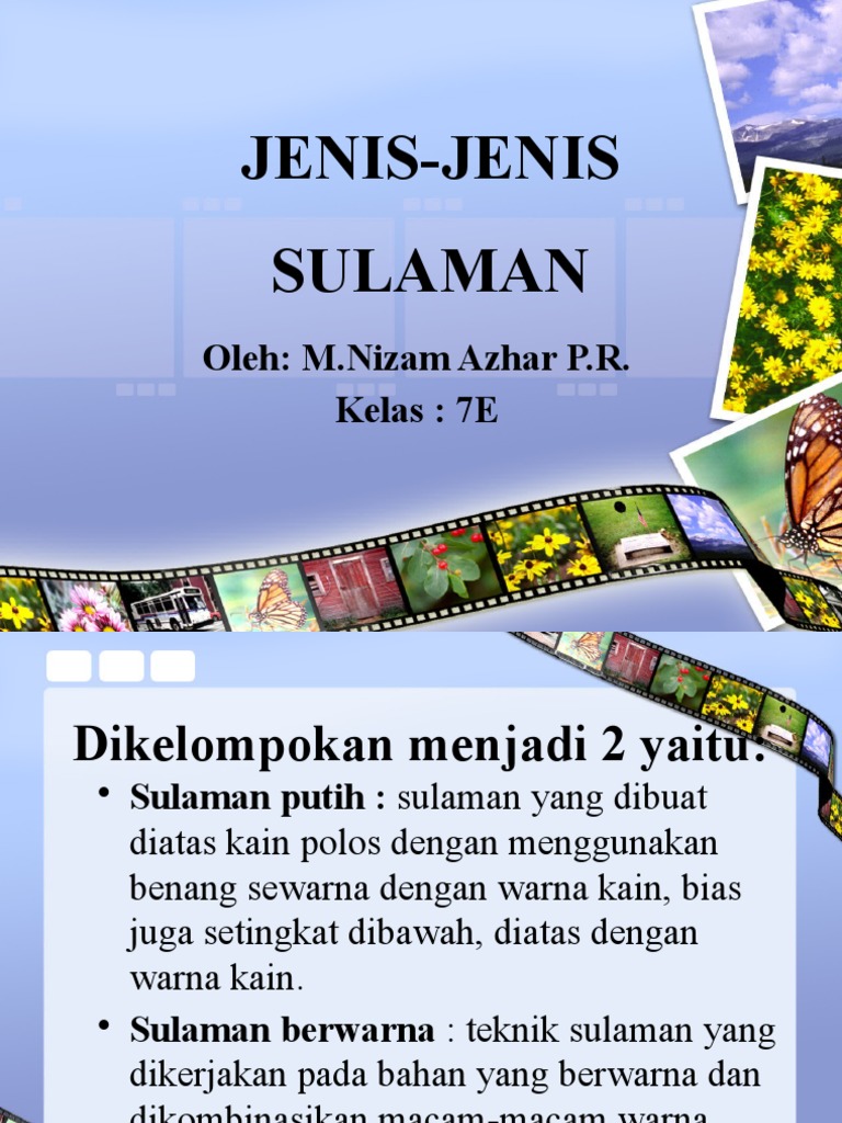 Jenis-Jenis Sulaman Nizam Azhar 7E | PDF | Seni