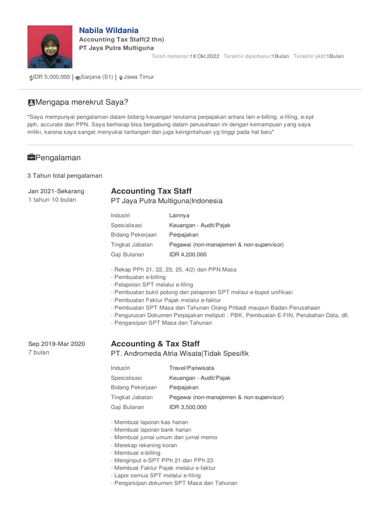 Nabila Wildania | PDF | Pengelolaan Keuangan & Uang